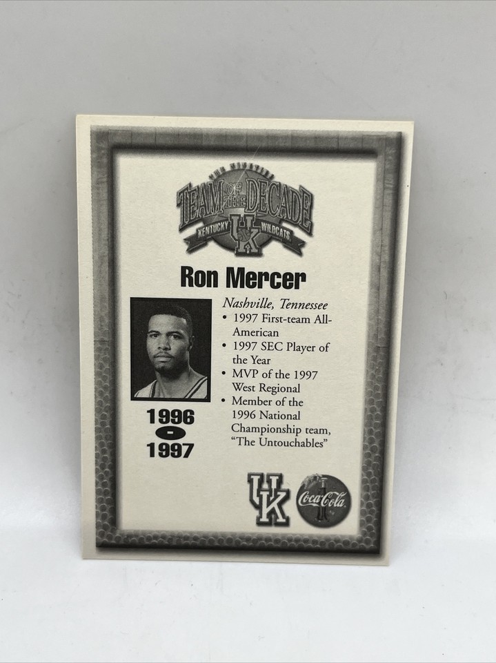Ron Mercer Coca Cola 1990s Team of the Decade Kentucky Wildcats ...