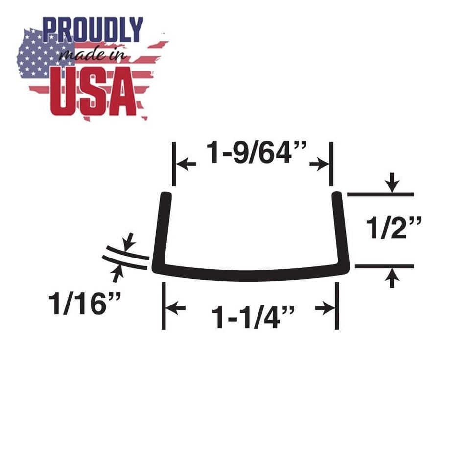 Outwater Plastics Black 1-1/4'' Styrene Plastic U-Channel/C-Channel 36 ...