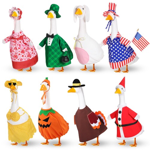 8 Set Holiday Porch Goose Outfits Valentine St. Patrick Easter Summer ...