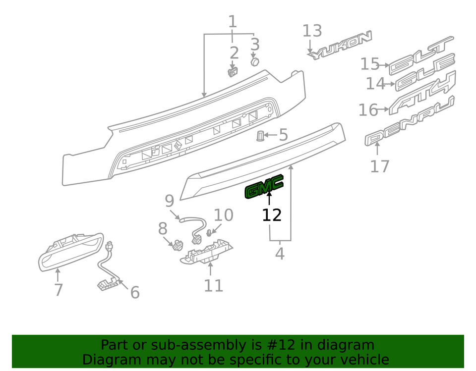 Genuine 2023 Yukon XL Liftgate GMC Emblem Nameplate 84816849 | eBay