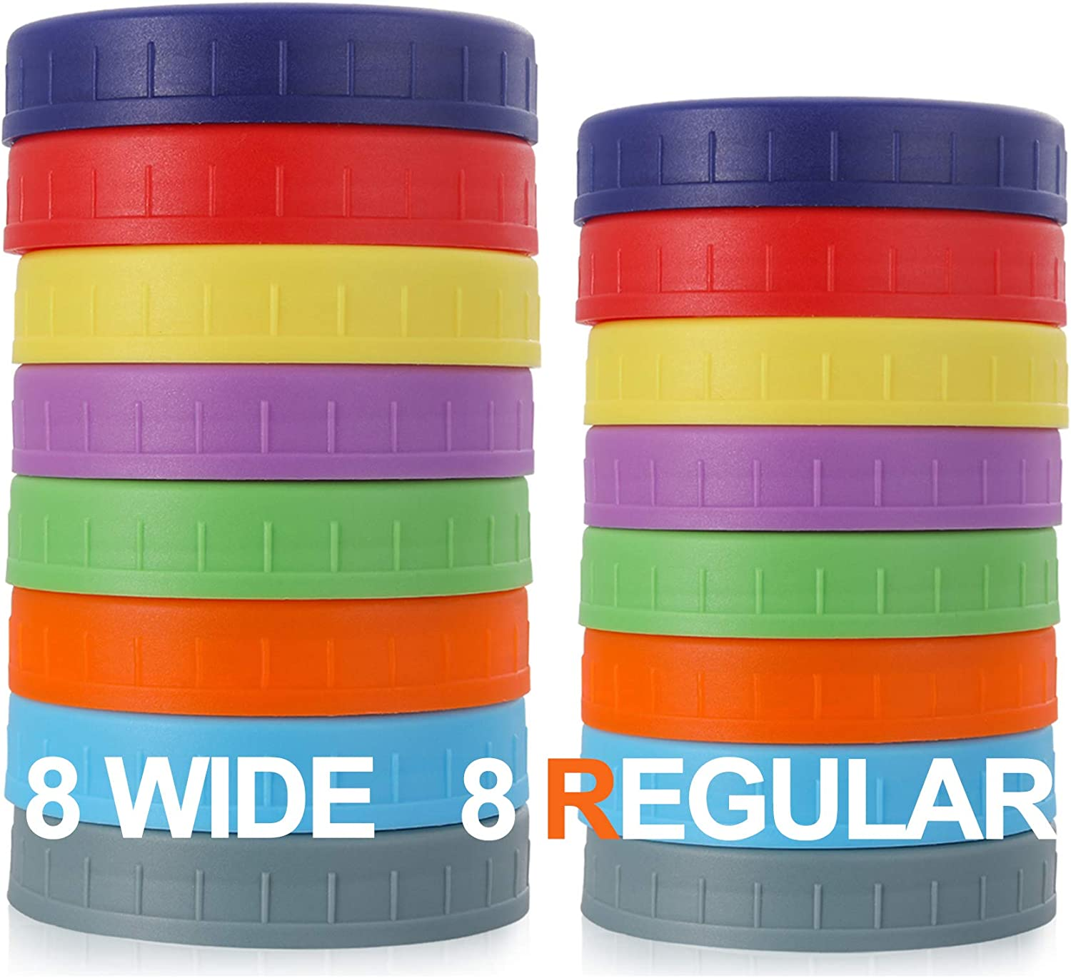 16 WIDE and REGULAR Mouth Mason Jar Lids Kerr Ball Plastic Storage Caps ...