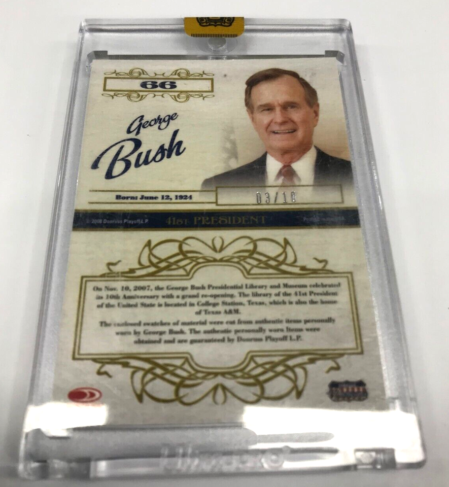 2008 Donruss Americana Celebrity Cuts Century Swatch Card George Bush ...
