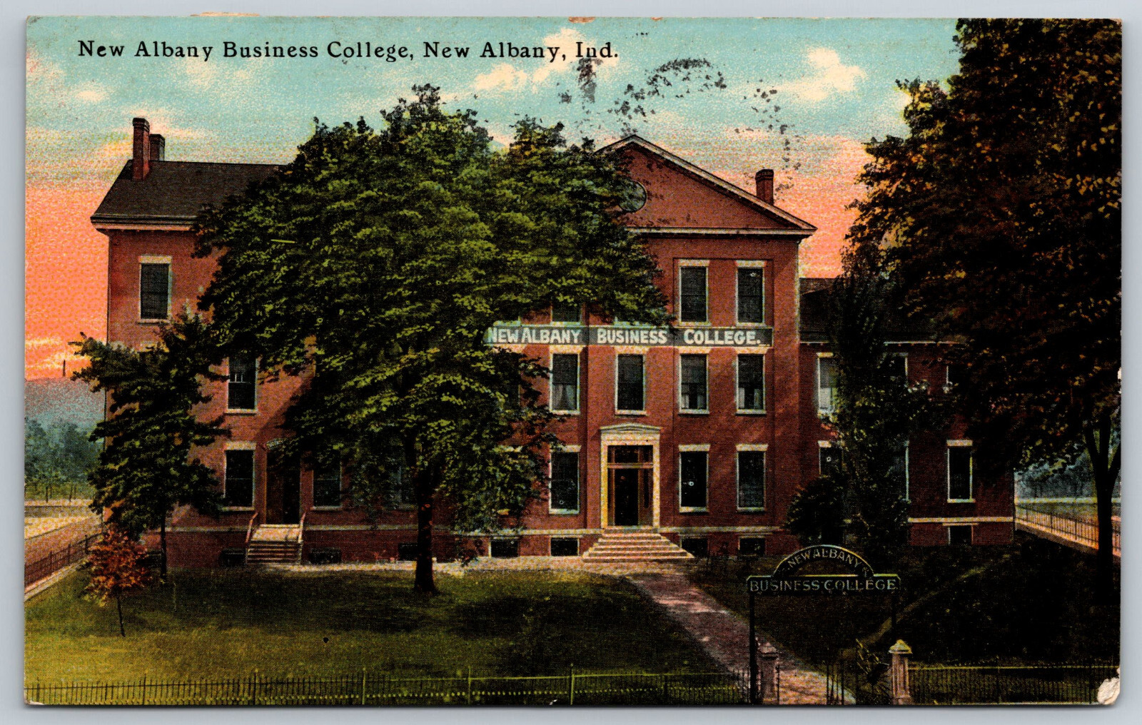 Postcard New Albany Business College c1912 New Albany, IN E16 | eBay