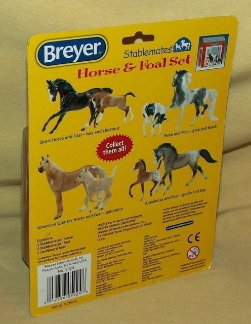Breyer Stablemates Horse Foal Set Bay Chestnut Cardboard Barn 2013 5924 ...