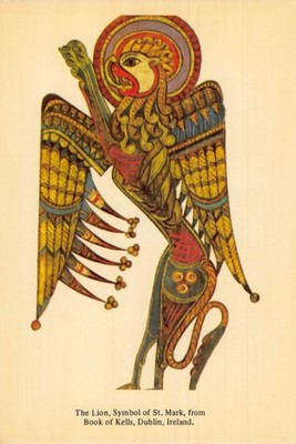 Postcard IRELAND: The Lion, Symbol of St. Mark, Book of Durrow, Dublin ...