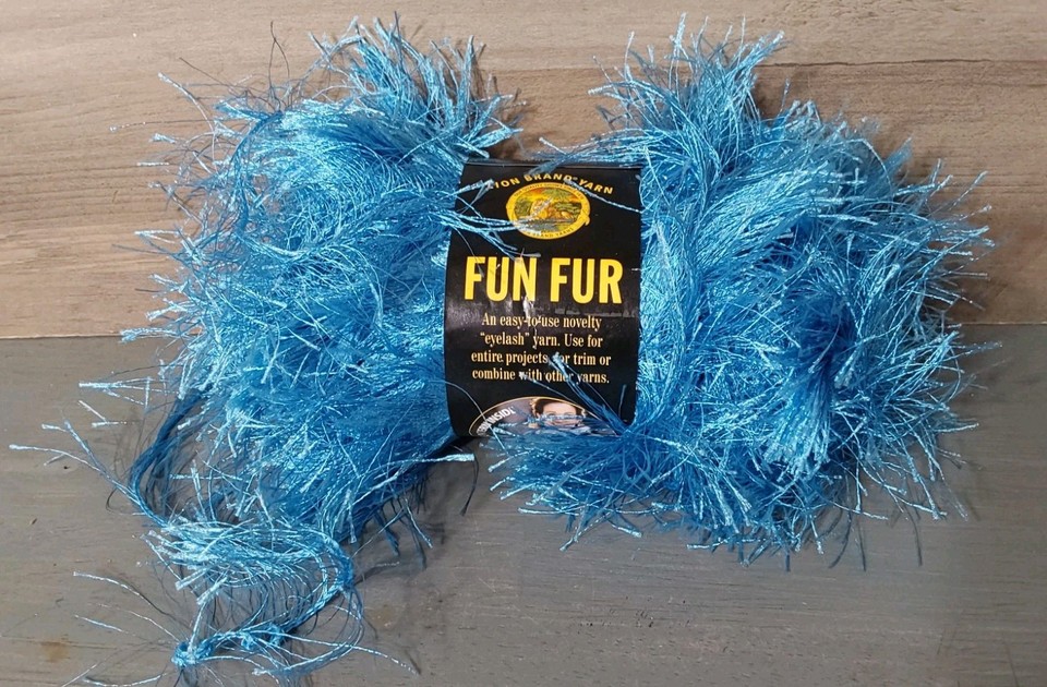 Lion Brand Fun Fur Eyelash Yarn Bright Blue 64 yds 1 Skein | eBay