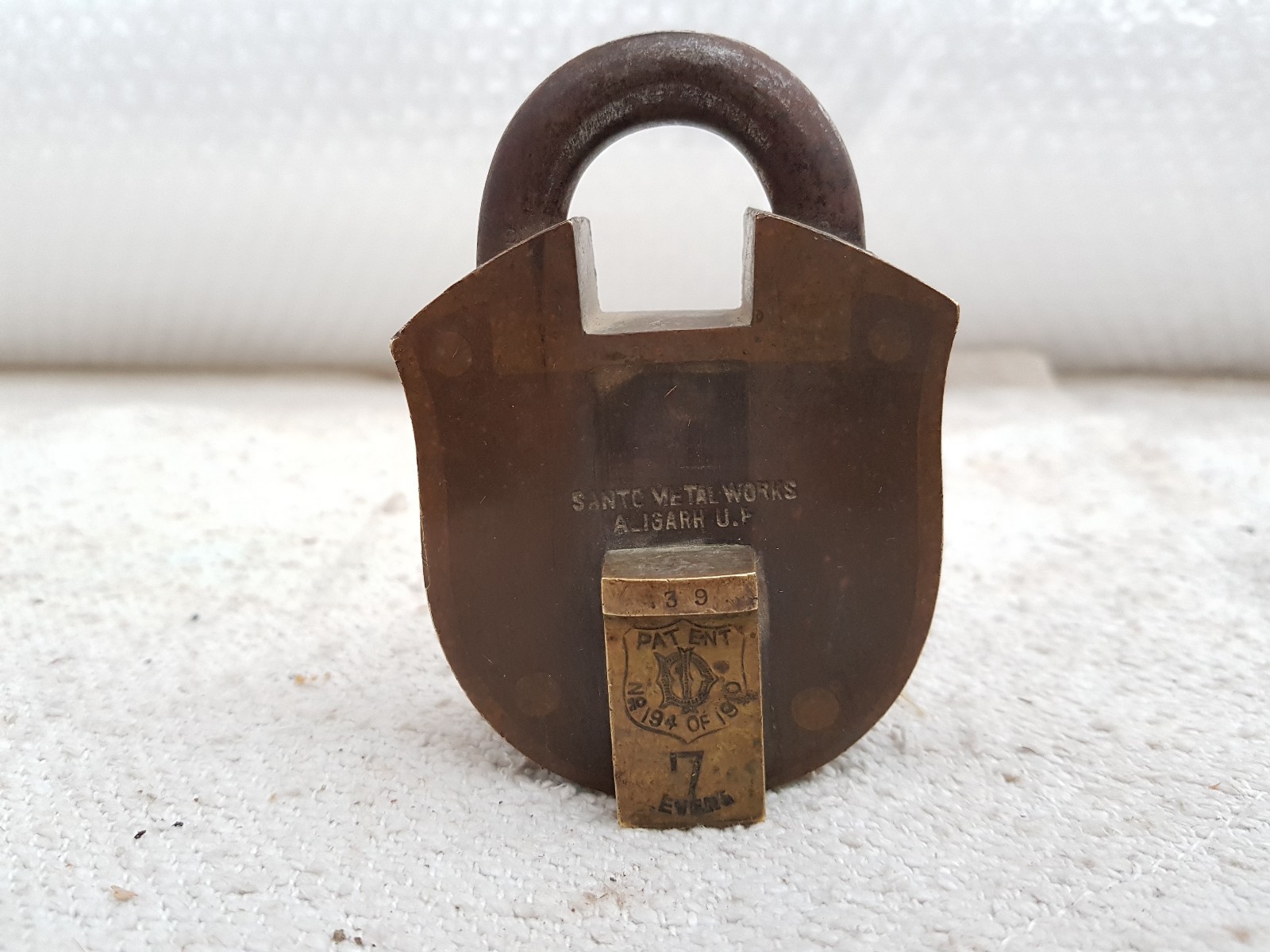 1920s Vintage Patent No 194 Of 1910s 39 No 7 Levers Heavy Brass Padlock ...