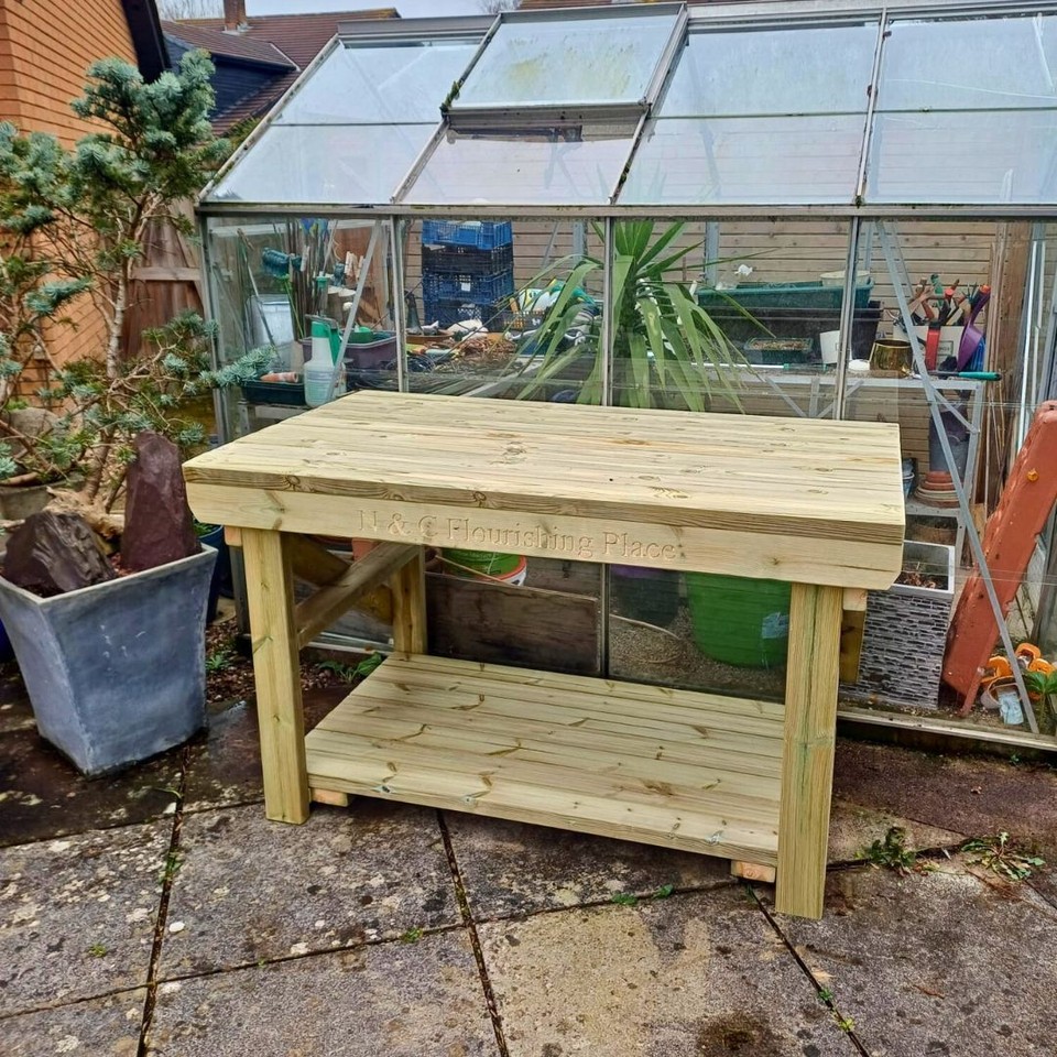Indoor/Outdoor Wooden Workbench. Garden Work Table. BBQ/Pizza oven ...