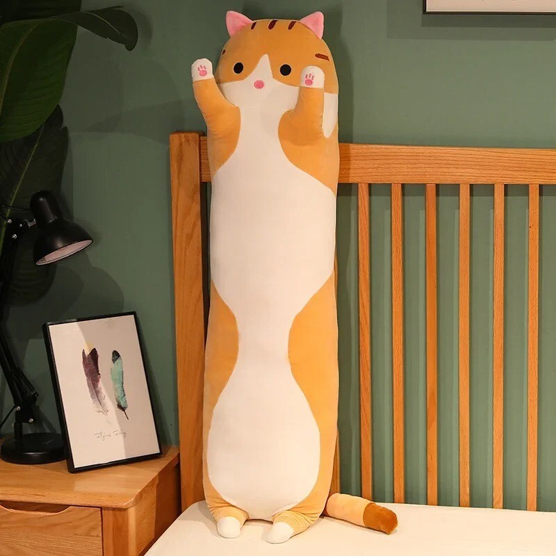 Long Cat Yellow 20 Inch Stuffed Animal Plush Toys Toddler Fluffy Dolls ...