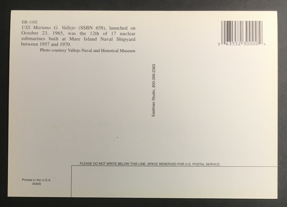USS Mariano G. Vallejo SSBN-658 postcard US Navy Submarine Nuclear ...