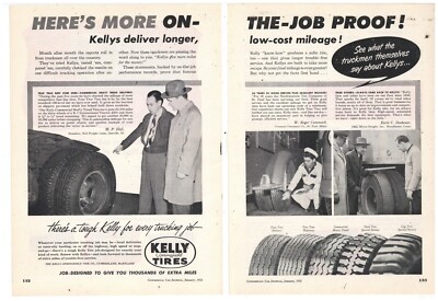 1952 Kelly Springfield Tires 2 Separate Pg. Ad: Hall Freight Lines ...