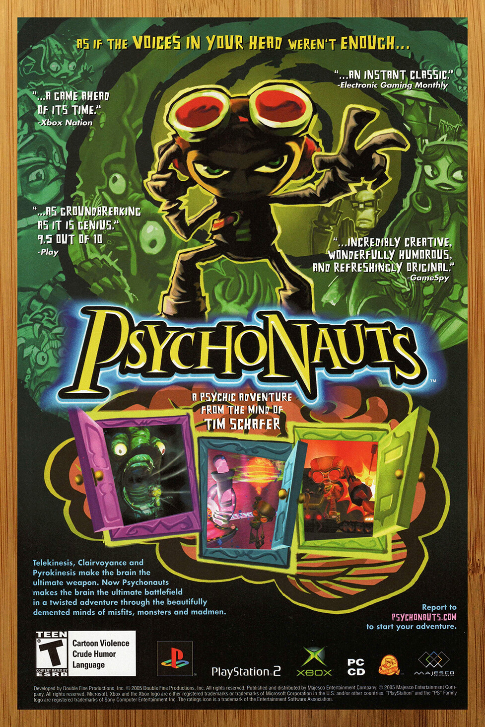 2005 Psychonauts PS2 Xbox PC Vintage Print Ad/Poster Authentic Official ...
