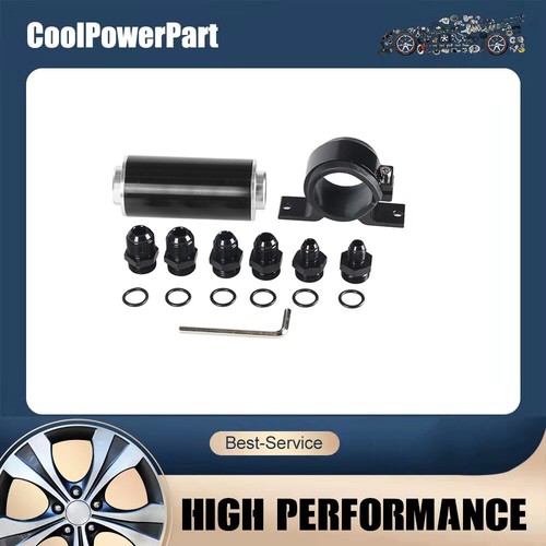50MM Inline 100 Micron Fuel Filter Bracket 6AN 8AN 10AN Adapter ...