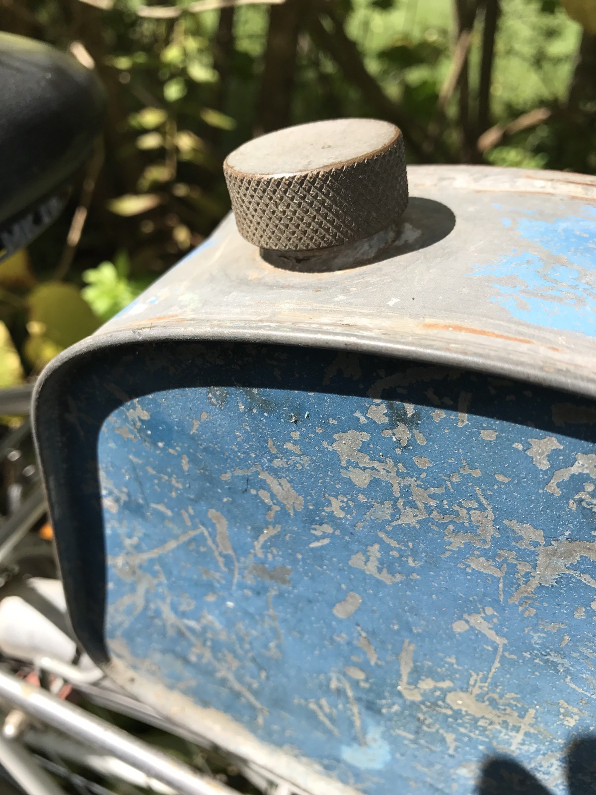vintage OIL TANK MOTORCYCLE old blue dry paint 1940 repurpose | eBay