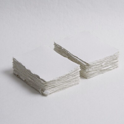 Deckle Edge Paper compliment slips, thank you notes White, 4.3" x 8.7 ...