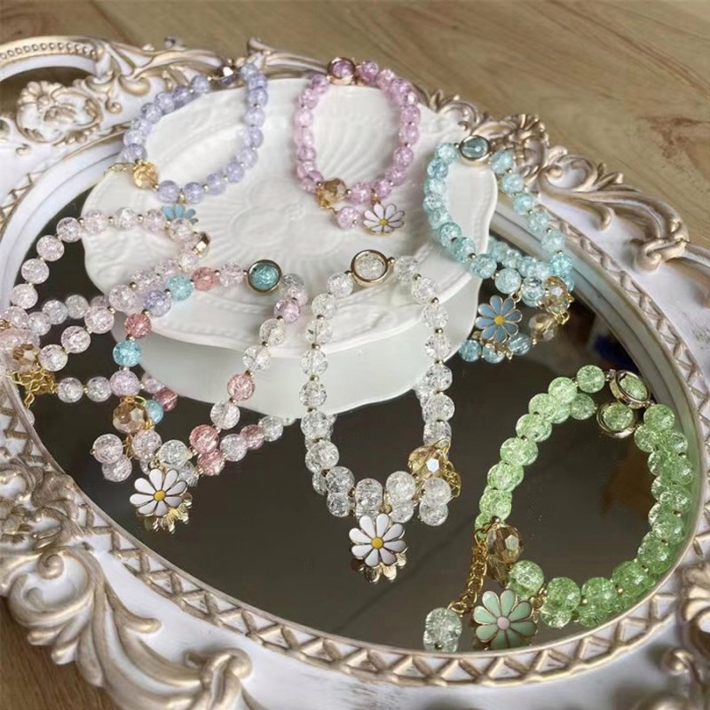 Fashion Crystal Daisy Flower Charm Lucky Bracelet Women Girls Party ...