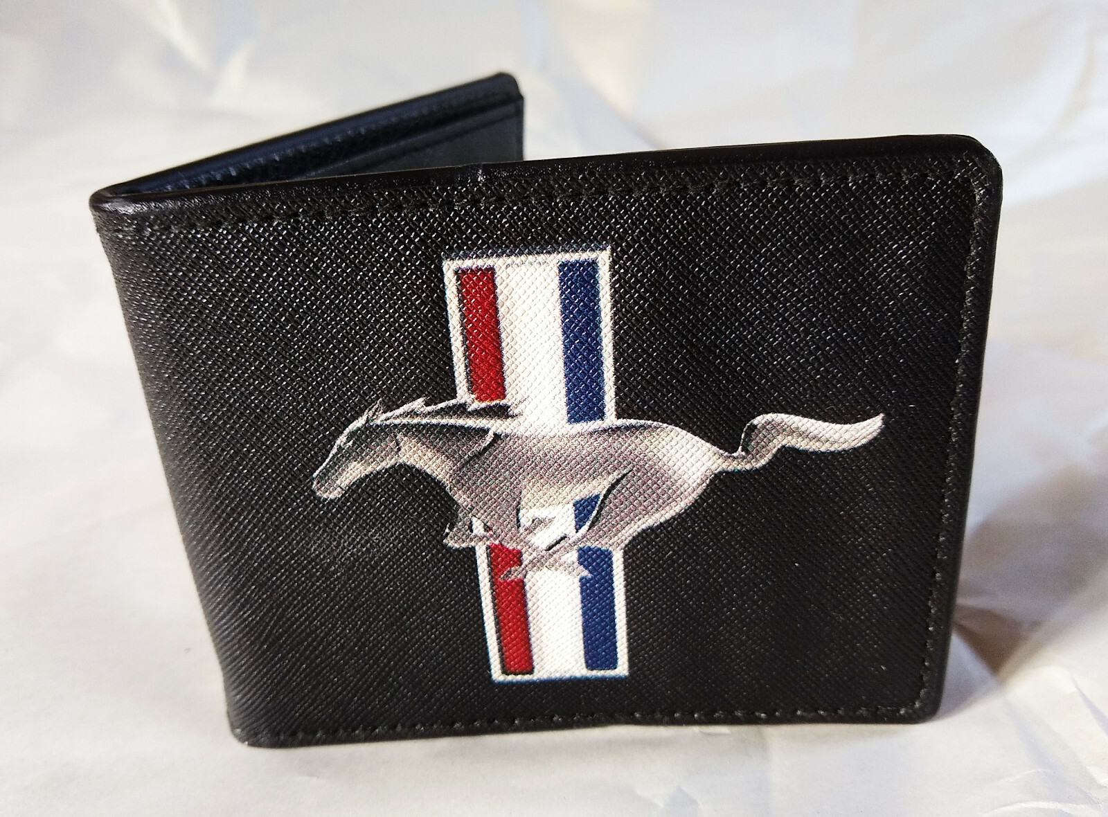 Leather style PU wallet Ford Mustang Tribar logo billfold cool gift ...