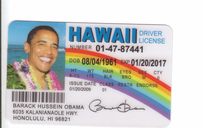 Barack Obama Honolulu HI HAWAII President of the United States Drivers ...