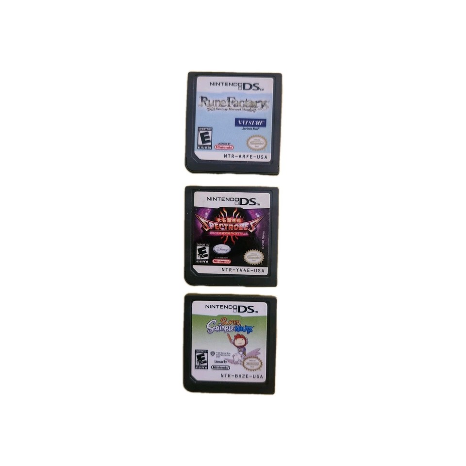 NINTENDO DS GAME LOT, 3 GAME CARTRIDGES. RUNE FACTORY A FANTASY HARVEST ...
