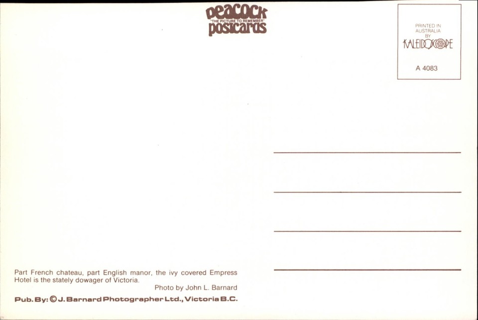 Empress Hotel Victoria British Columbia vintage postcard m213 | eBay UK