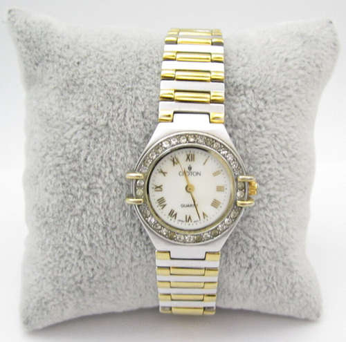 Women Croton Crystals Quartz WR Analog 27mm Dial Causal Round Watch ...