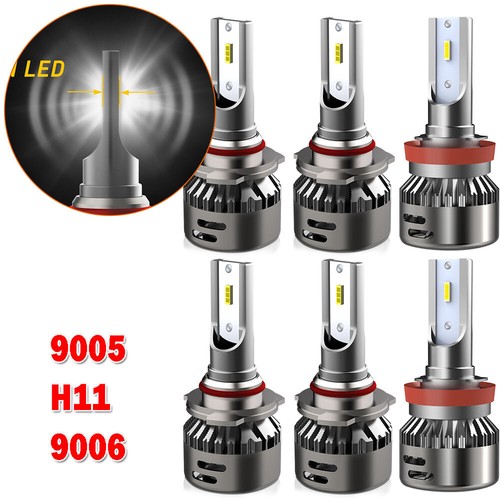 6x H11 9005 9006 LED Headlight High Bulbs Low Beam Fog Lights For Jeep ...