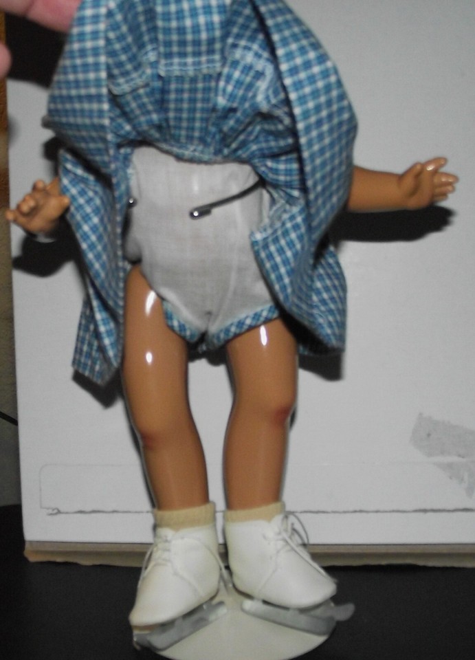 Effanbee Patsy Doll w/ Blue Checkered Dress, Ice Skates and stand, no ...