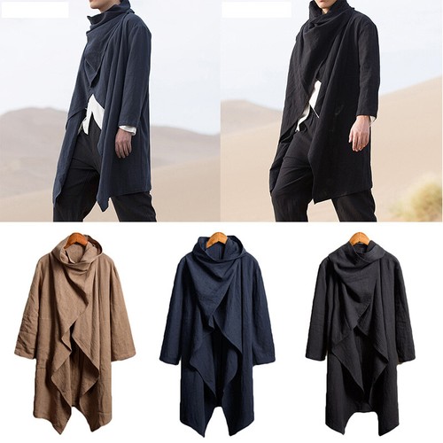 Retro Mens Punk Cardigan Cloak Jacket Loose Shawl Cape Poncho Long ...