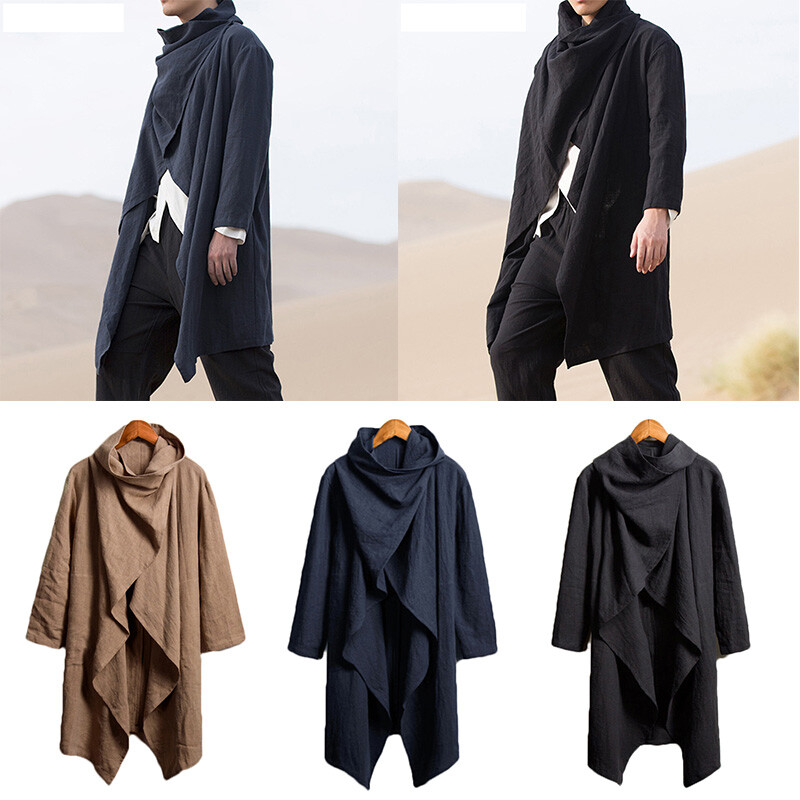 Retro Mens Punk Cardigan Cloak Jacket Loose Shawl Cape Poncho Long ...