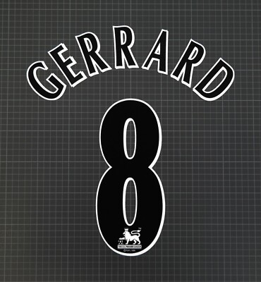 GERRARD #8 1997-2007 Player Size Premier League Black Nameset Lextra | eBay