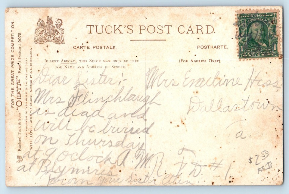Postcard Great Prize Competition With Love c1910 Posted Oilette Tuck ...