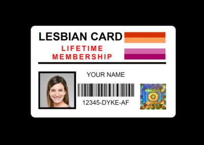 Personalised Novelty Lesbian Gay Pride ID Card Lifetime Membership Joke ...