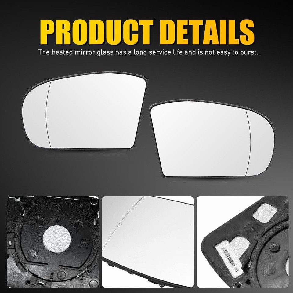 Left+Right Side Mirror Glass Heated Fits Mercedes-Benz E-class W211 C ...