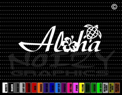 Aloha #2 Hawaiian Hibiscus Flower Sea Turtle Cute Car Decal Window ...