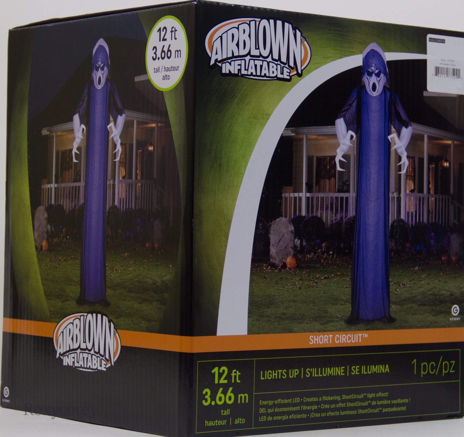 Halloween Gemmy 12 ft Short Circuit Giant Ghastly Ghost Blue Overlay ...