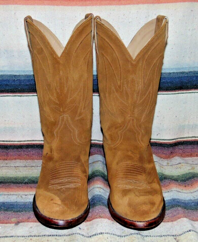 Mens JRC & Sons Brown Roughout Leather Handmade Cowboy Boots 10 D ...