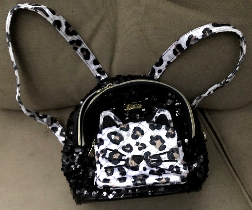 Fur Cat Face Purse Backpack Bag Satchel Girls Justice-Kitty Leopard ...