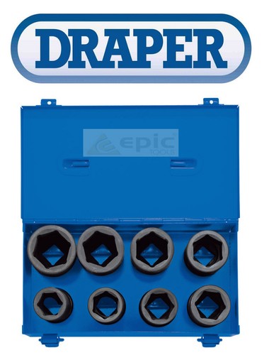Draper 8 Piece DEEP Impact Hex Socket Set 3/4" Sq Drive Metric 26mm ...