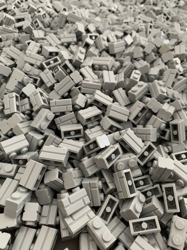 LEGO Mauersteine Ziegelstein 1x2 Hellgrau 200 Stück 98283 Light Bluish ...