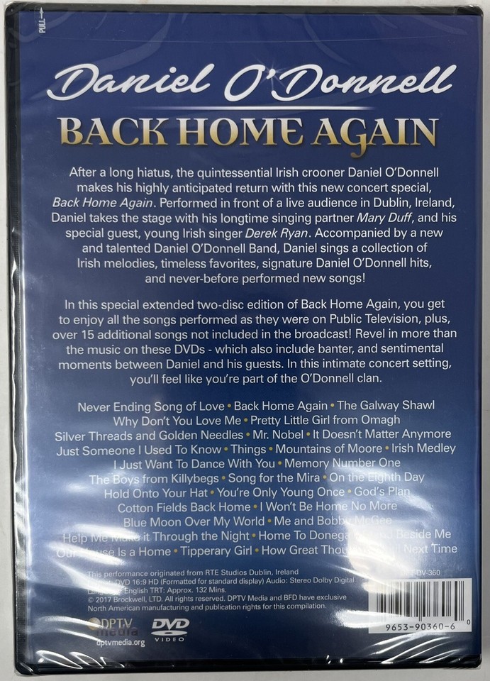 BRAND NEW Daniel O’Donnell : Back Home Again DVD 2 Disc Set ...