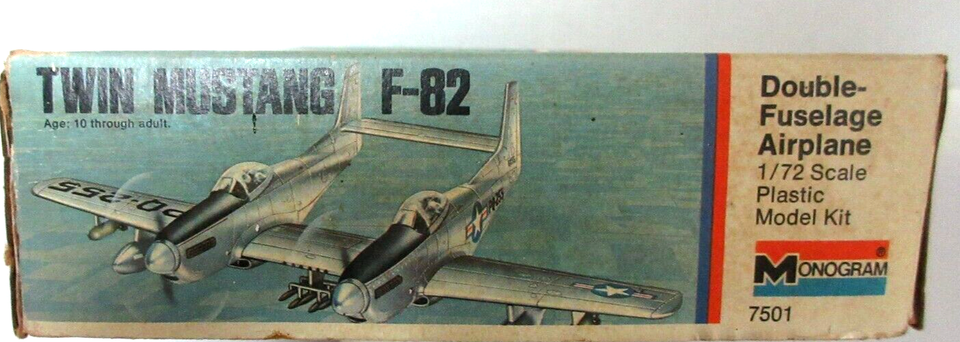 1973 Issue 1:72 Monogram TWIN MUSTANG F-82 Kit # 7501 Open Box | eBay