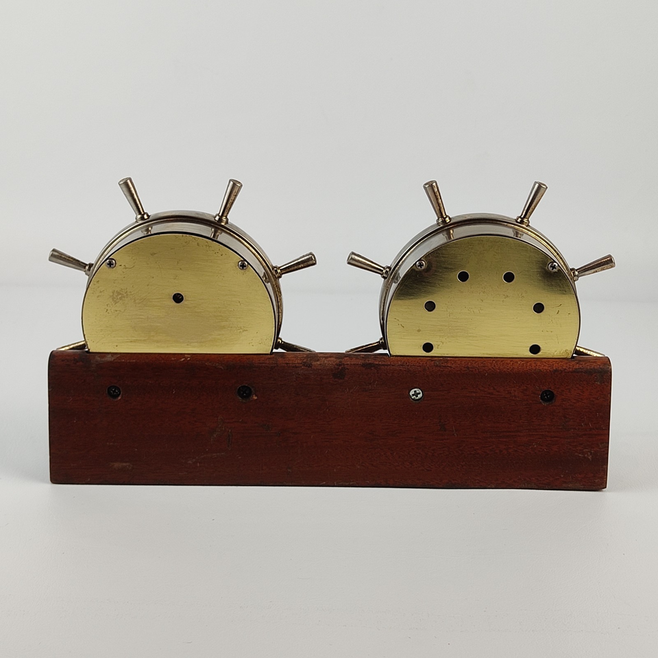 Vintage Nautical Ship Wheel Barometer Thermometer Hygrometer Weather ...