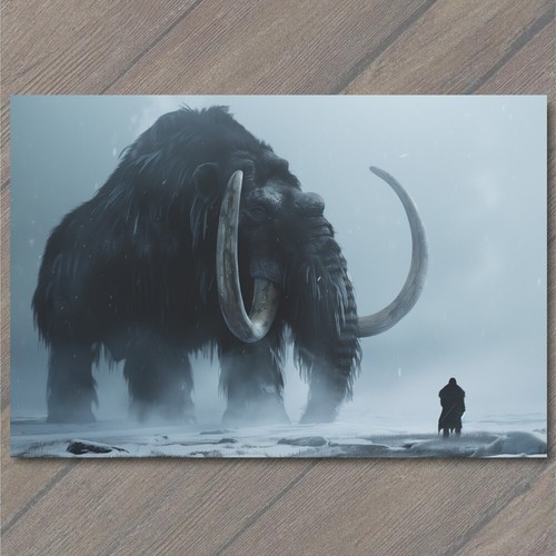 11x17" Woolly Mammoth Elephant Snowy Weird Vibe Strange Unusual Creepy ...