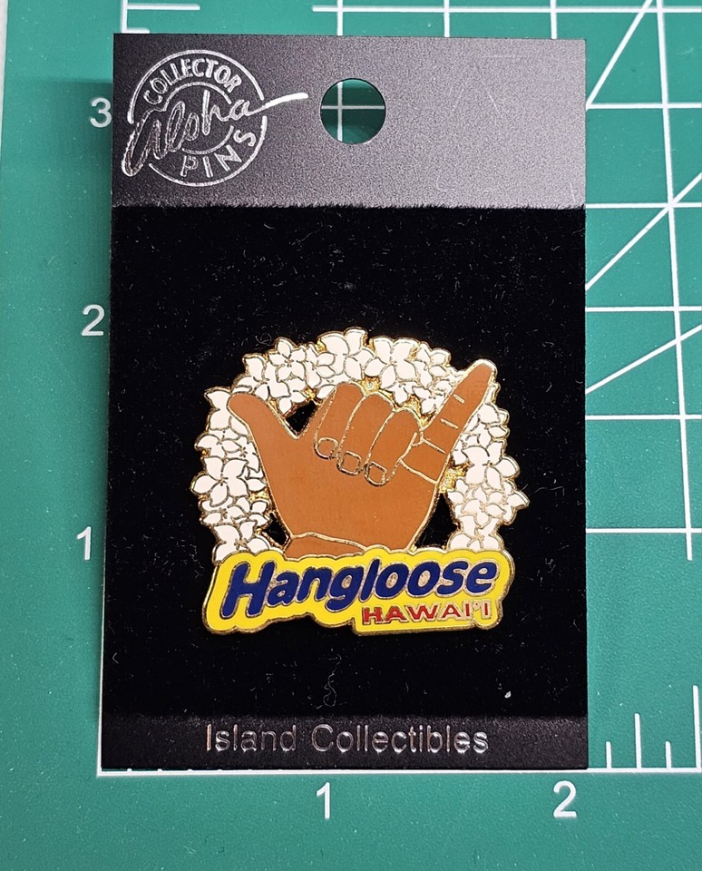 Hang Loose Hand Gesture w/ Flowers Shaka Sign 1-1/8" Metal Pin Hawaii ...