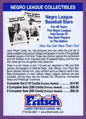 1986 Larry Fritsch Cards Factory Set Ad Card Jackie Robinson & Roberto ...