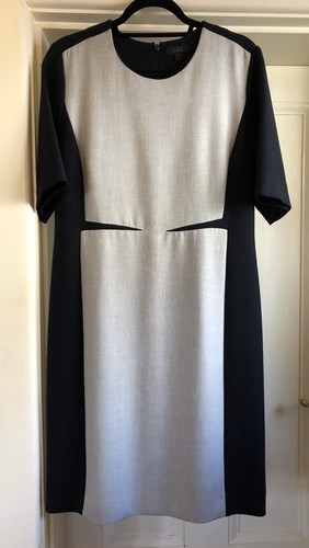 COS Navy and Grey Eur Size 44 Aus Size 14 S/sleeve dress in excellent ...