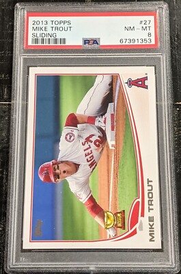 2013 Topps Mike Trout ROOKIE CUP #27 SLIDING Angels PSA 8 NM-MT | eBay