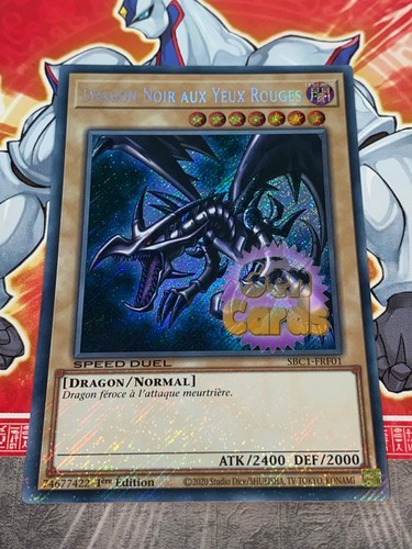 Carte YU GI OH DRAGON NOIR AUX YEUX ROUGES SBC1-FRF01 SECRET RARE | eBay