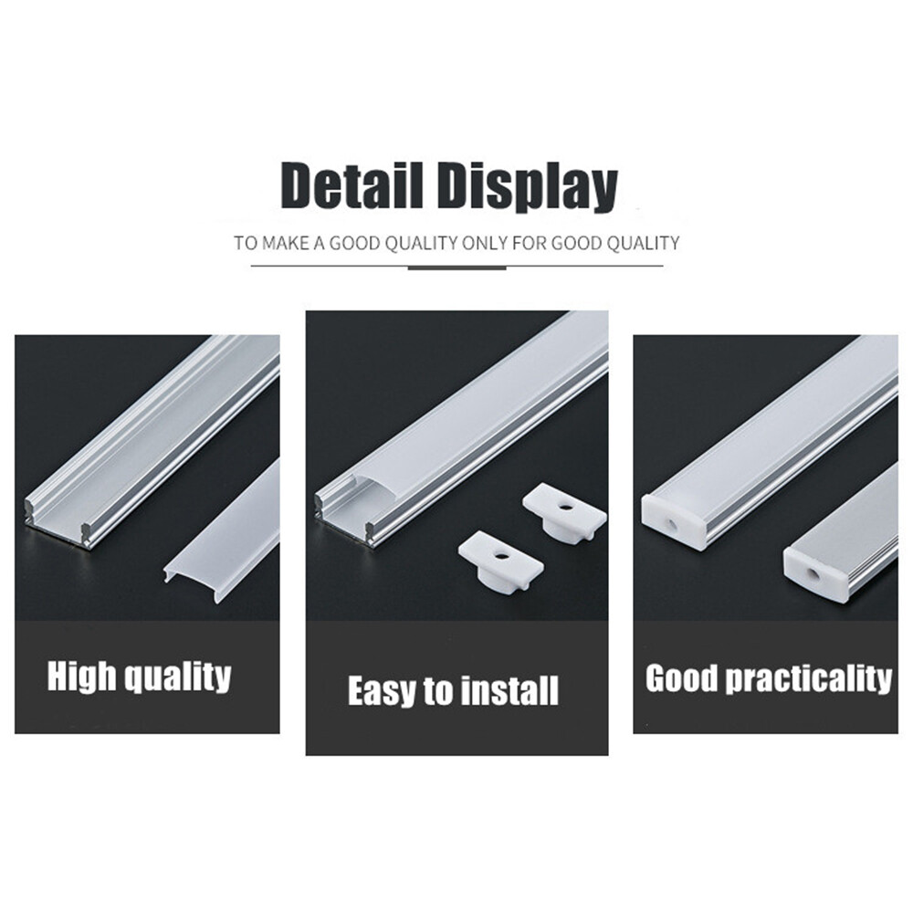 12X U-shape 1 Meter Aluminium Channel For LED Strip Light Cover PVC ...