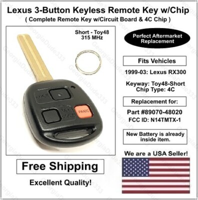 Lexus 3 Button Keyless Remote Key Fob 1999 2000 2001 2002 2003 Lexus ...